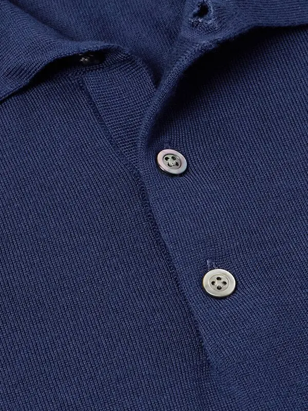 SAMAN AMEL Slim-fit Wool Polo Shirt