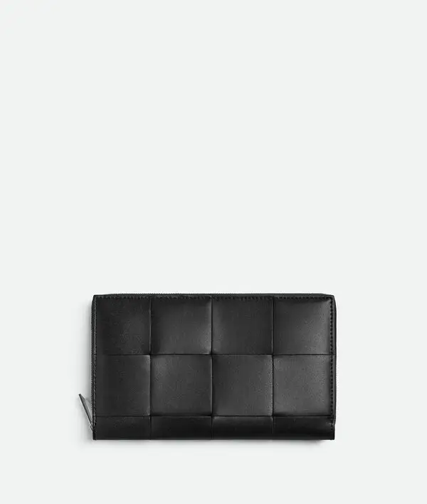 BOTTEGA  VENETA Cassette Zip Around Wallet - Black/parakeet
