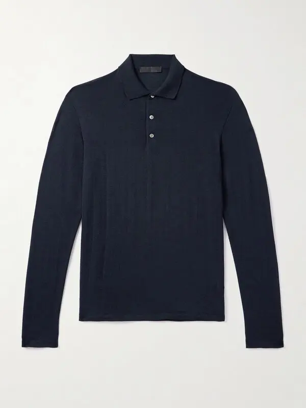 SAMAN AMEL Slim-fit Wool Polo Shirt