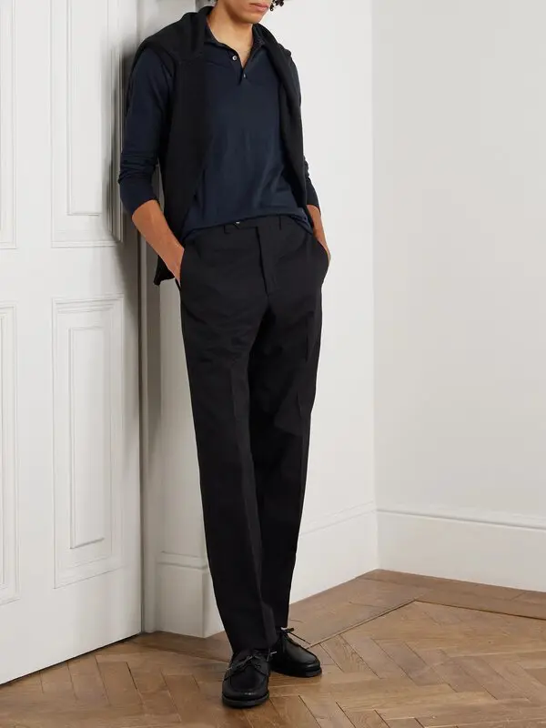 SAMAN AMEL Slim-fit Wool Polo Shirt