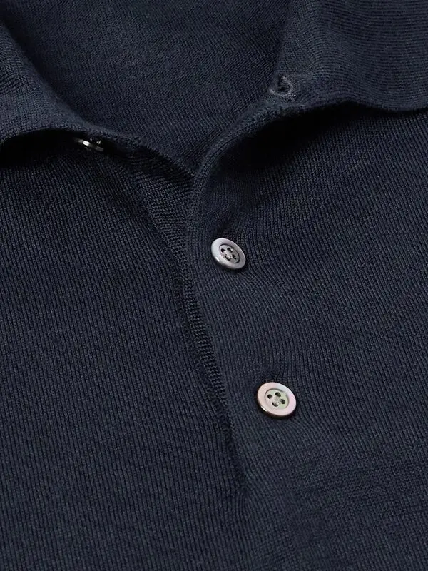 SAMAN AMEL Slim-fit Wool Polo Shirt