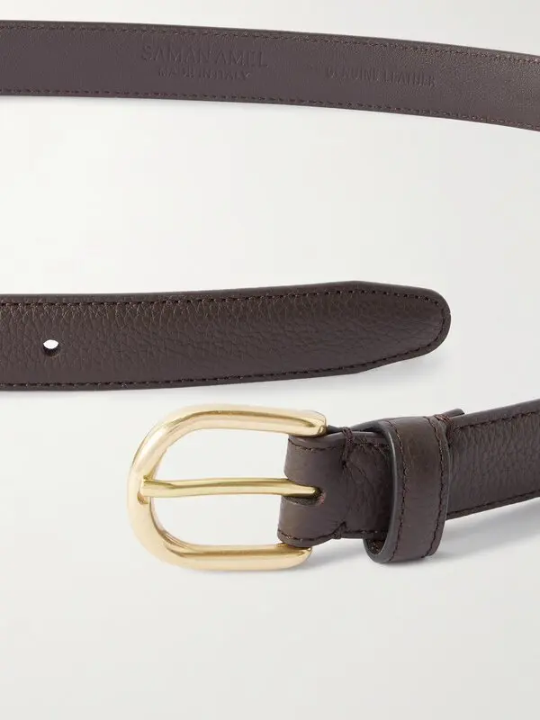 SAMAN AMEL Cardon 2.5cm Full-grain Leather Belt - Brown