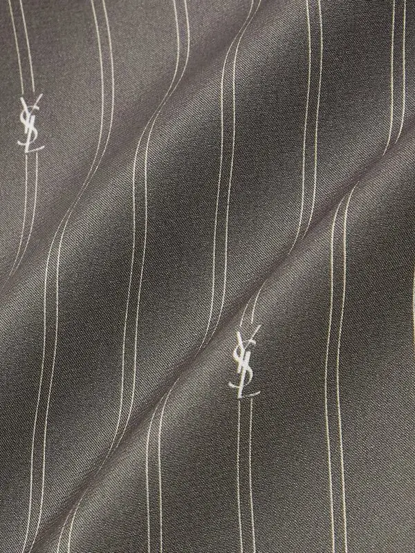 Saint Laurent Striped Silk Crepe De Chine Shirt - Gray
