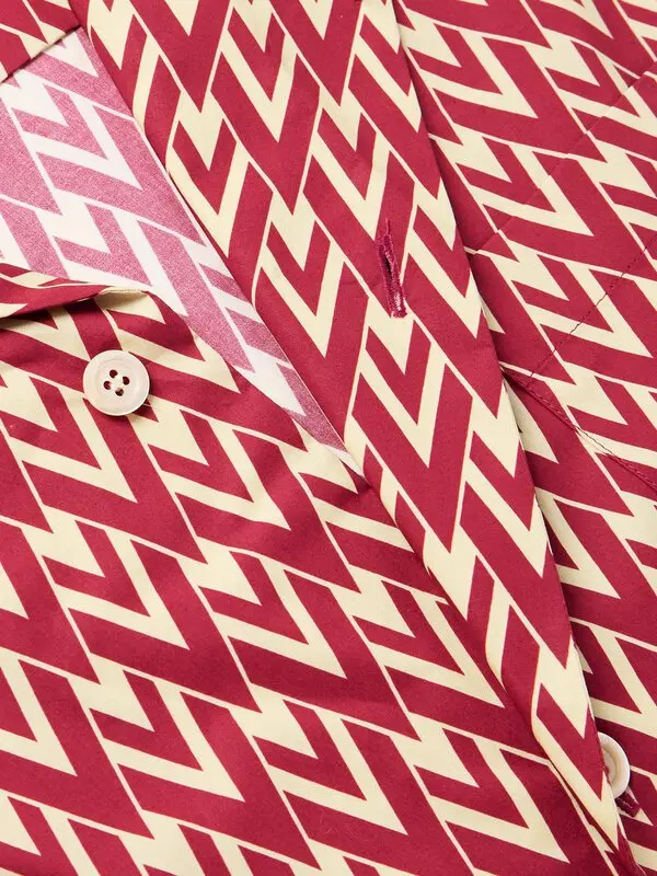 Valentino Garavani Camp-collar Printed Cotton-twill Shirt - Red