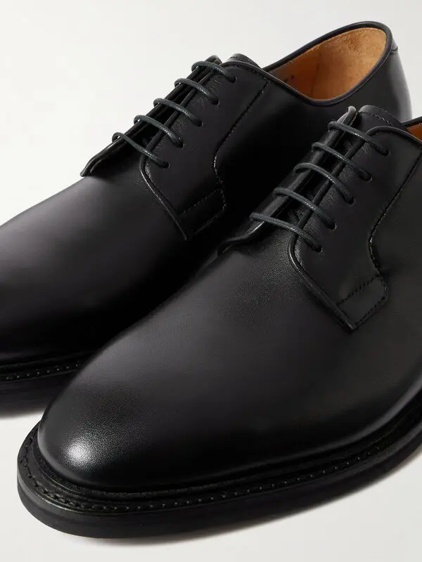 MORJAS Plain Toe Leather Derby Shoes