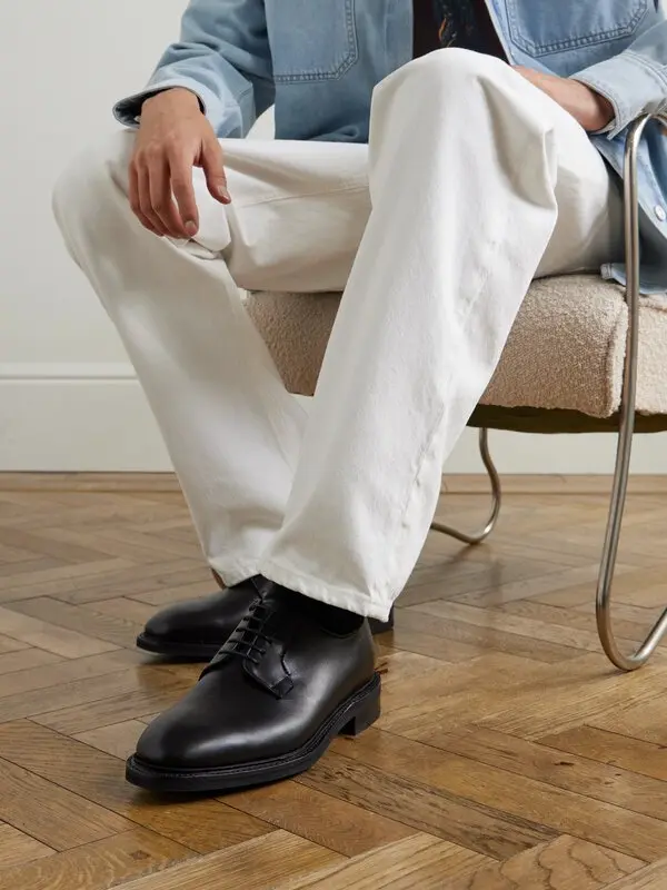 MORJAS Plain Toe Leather Derby Shoes