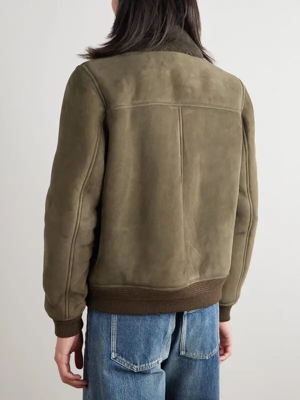 Saint Laurent Shearling Blouson Jacket - Green
