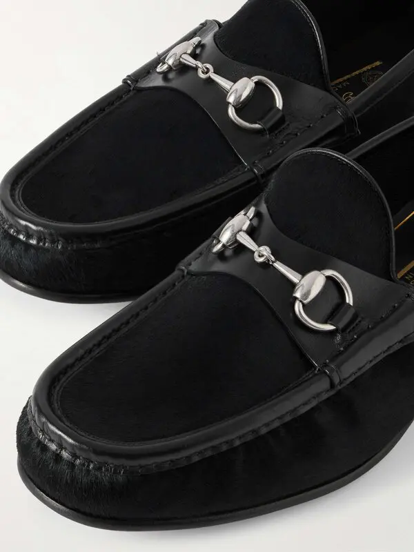 Gucci Horsebit 1953 Leather-Trimmed Loafers - Black  display picture 3