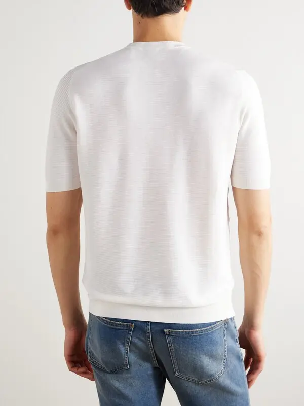 Eleventy Slim-fit Ribbed Cotton T-shirt