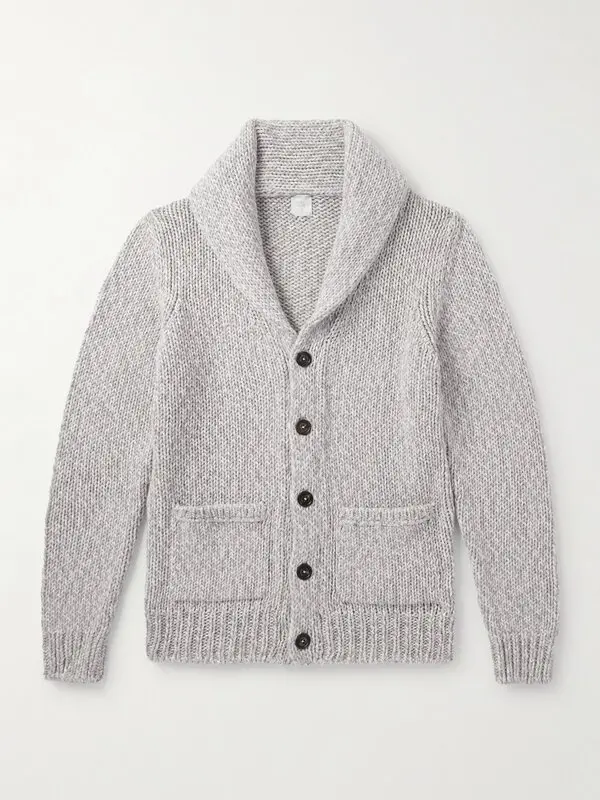 Eleventy Slim-fit Shawl-collar Cashmere Cardigan - Gray