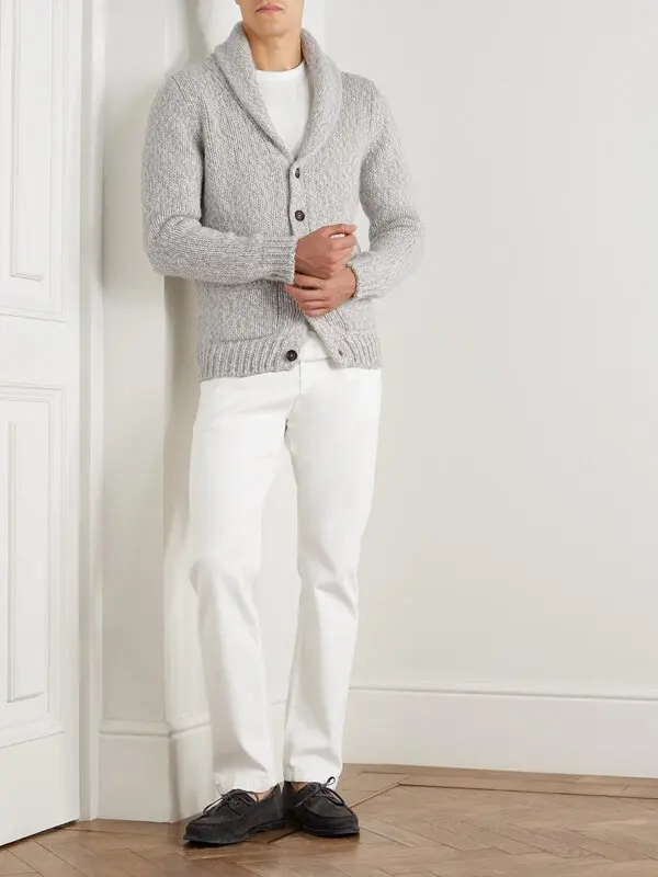 Eleventy Slim-fit Shawl-collar Cashmere Cardigan - Gray