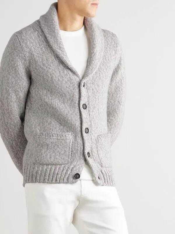 Eleventy Slim-fit Shawl-collar Cashmere Cardigan - Gray