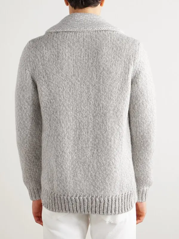Eleventy Slim-fit Shawl-collar Cashmere Cardigan - Gray