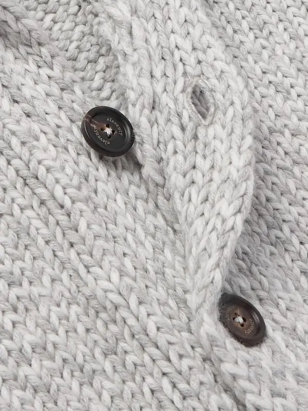 Eleventy Slim-fit Shawl-collar Cashmere Cardigan - Gray