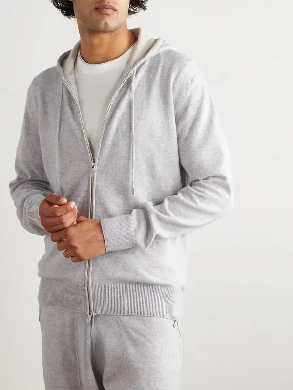 Eleventy Cashmere Zip-up Hoodie - Gray
