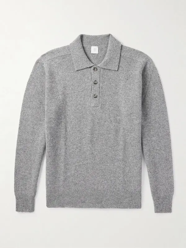 Eleventy Wool-blend Polo Shirt - Gray
