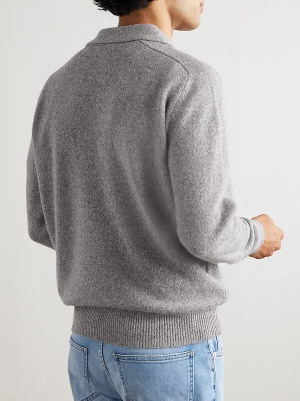 Eleventy Wool-blend Polo Shirt - Gray