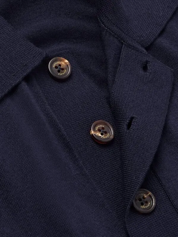 Eleventy Slim-fit Cotton And Cashmere-blend Polo Shirt - Blue