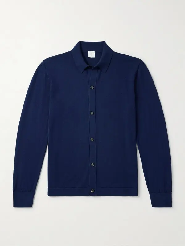 Eleventy Slim-fit Wool Cardigan - Blue