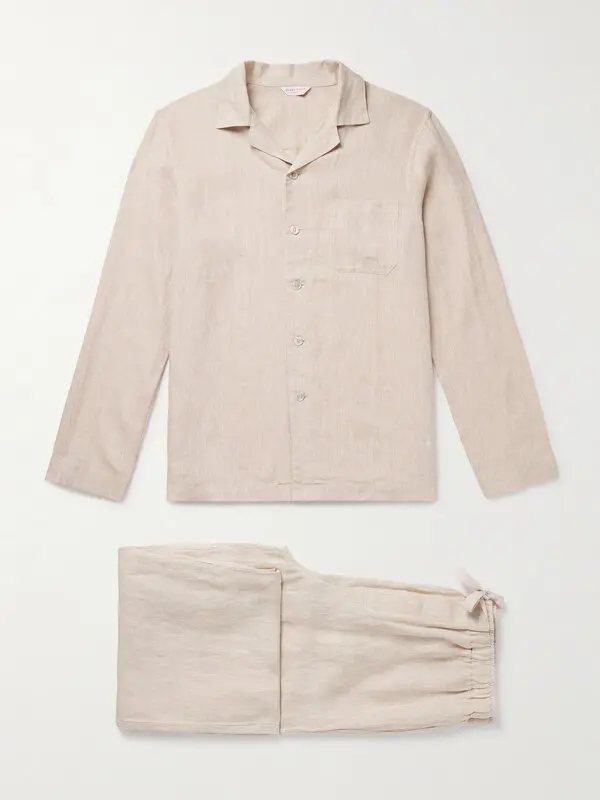 Derek Rose Linen Pajama Set - Neutrals