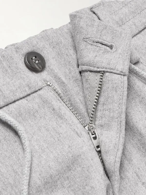 Eleventy Slim-fit Pleated Wool And Cashmere-blend Drawstring Trousers