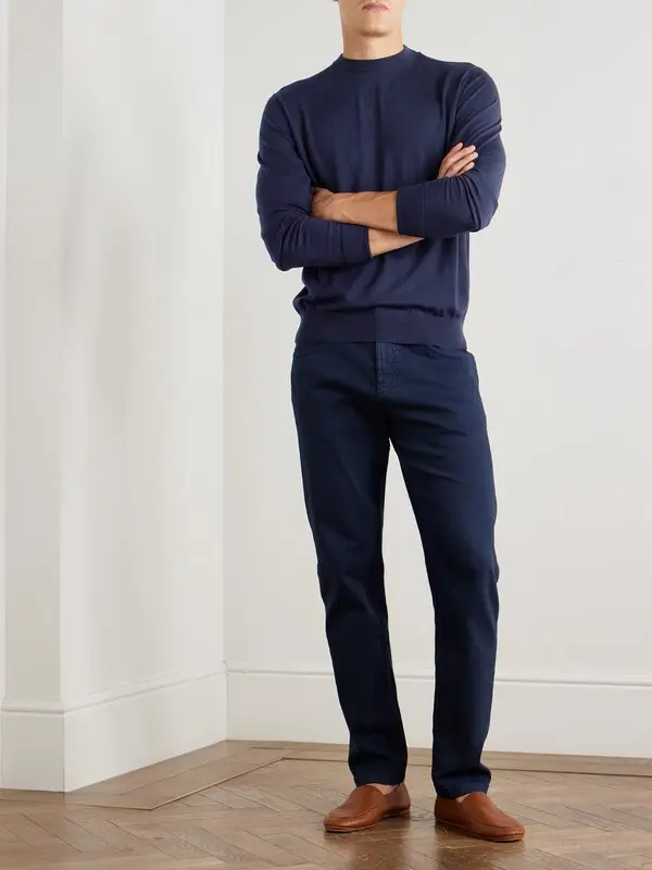 Eleventy Slim-fit Merino Wool Sweater - Blue