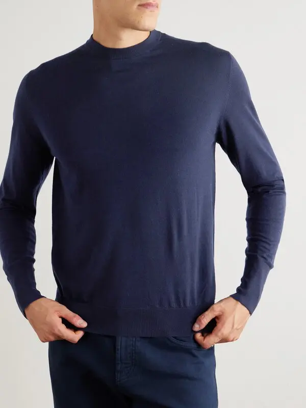 Eleventy Slim-fit Merino Wool Sweater - Blue