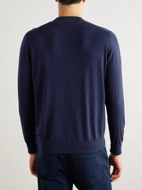 Eleventy Slim-fit Merino Wool Sweater - Blue