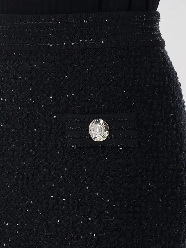 Balmain Textured Mini Skirt - Black