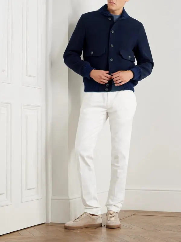 Eleventy Slim-fit Wool-blend Bomber Jacket