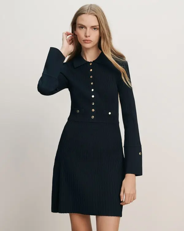 Veronica Beard Lauper Knit Mini Dress - Navy