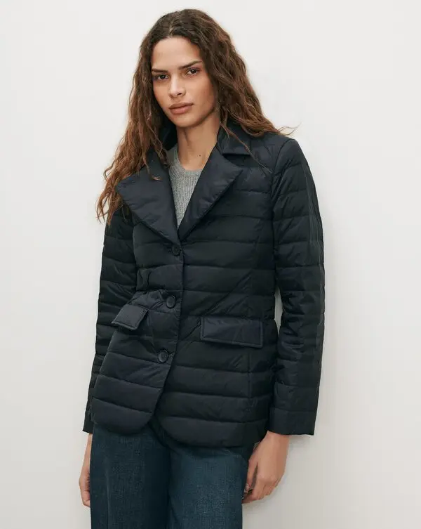 Veronica Beard Campbell Dickey Puffer Blazer - Navy