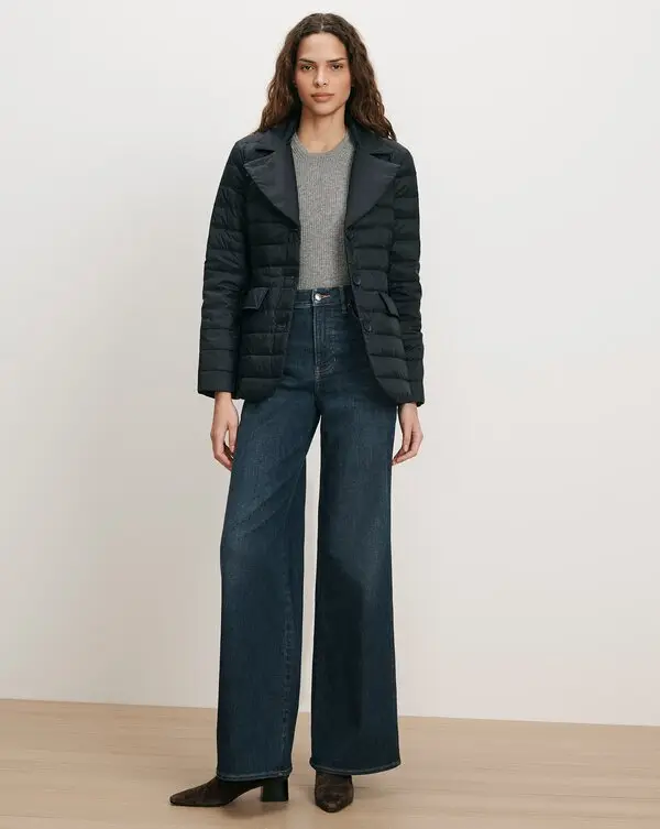 Veronica Beard Campbell Dickey Puffer Blazer - Navy