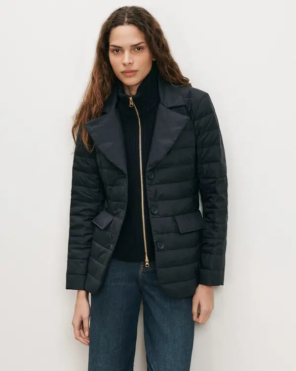 Veronica Beard Campbell Dickey Puffer Blazer - Navy