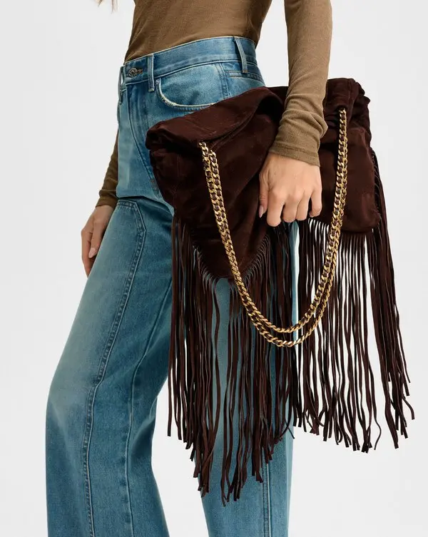 Veronica Beard Large Fringe Slouch Bag