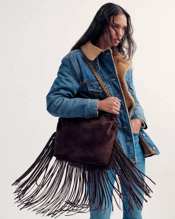 Veronica Beard Large Fringe Slouch Bag