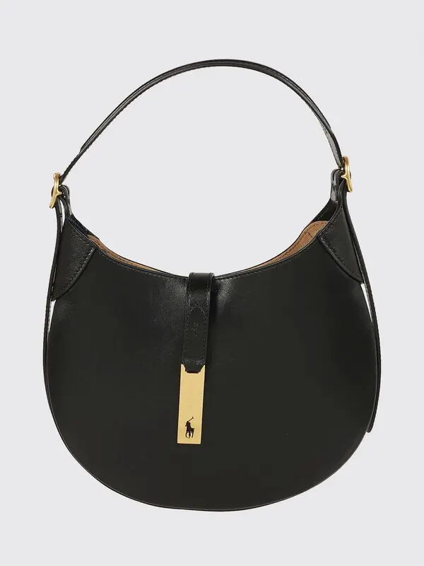 Polo Ralph Lauren Id Pony Logo Leather Shoulder Bag - Black
