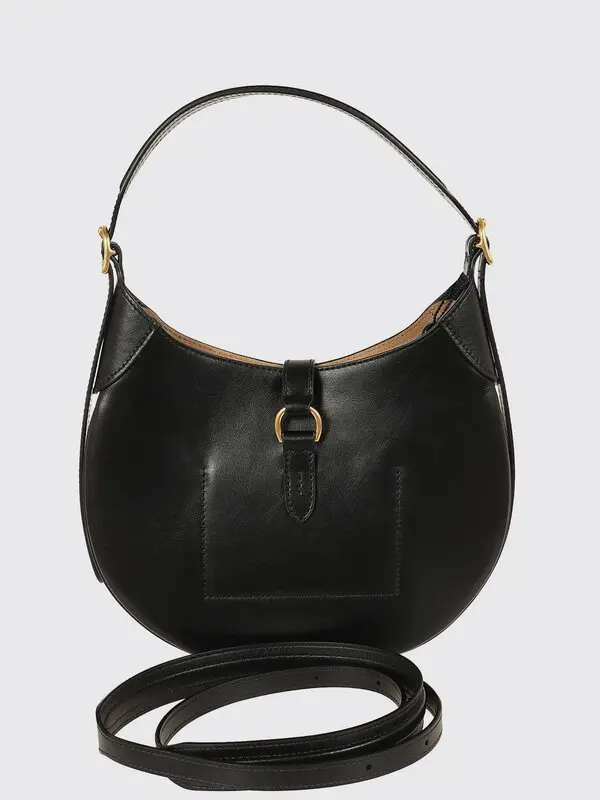 Polo Ralph Lauren Id Pony Logo Leather Shoulder Bag - Black