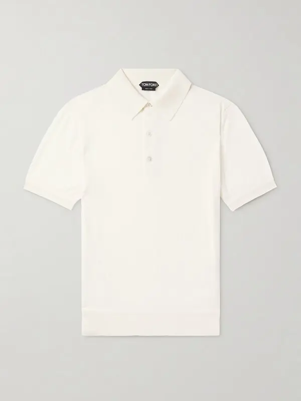 TOM FORD Cashmere And Silk-blend Polo Shirt - White