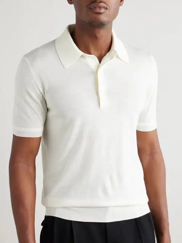 TOM FORD Cashmere And Silk-blend Polo Shirt - White
