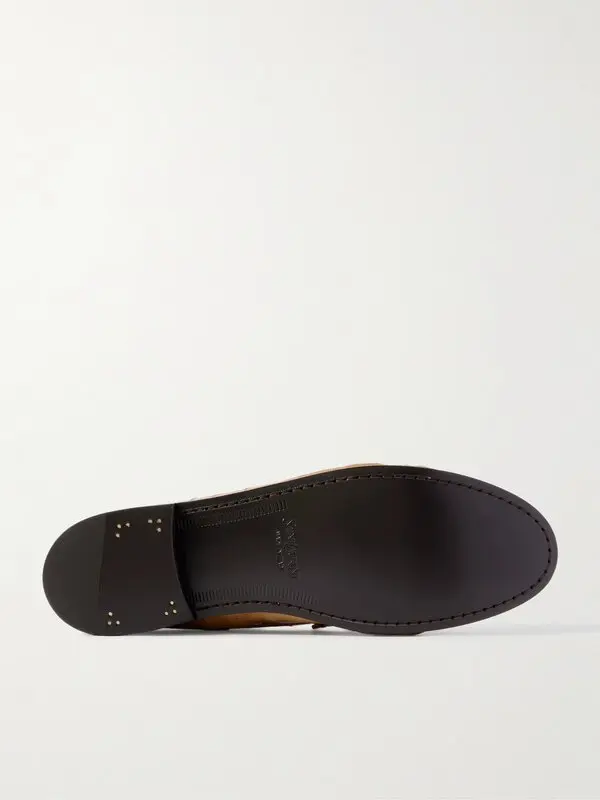 Saint Laurent Le Loafer Monogram Logo-appliquéd Eel Penny Loafers - Neutrals