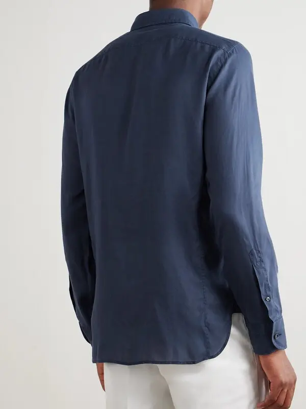 TOM FORD Button-down Collar Lyocell-twill Shirt - Blue