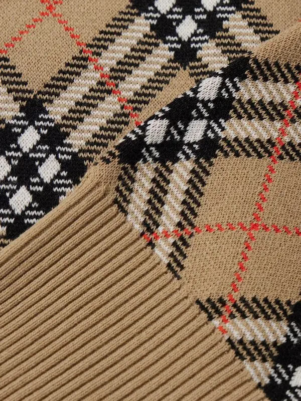 Burberry Checked Jacquard-knit Wool-blend Cardigan - Neutrals