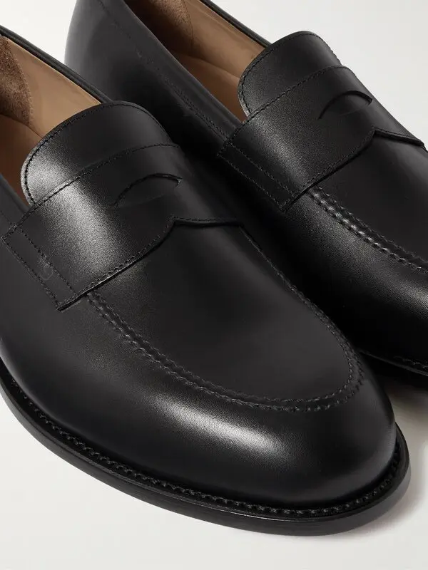 MORJAS Leather Penny Loafers - Black