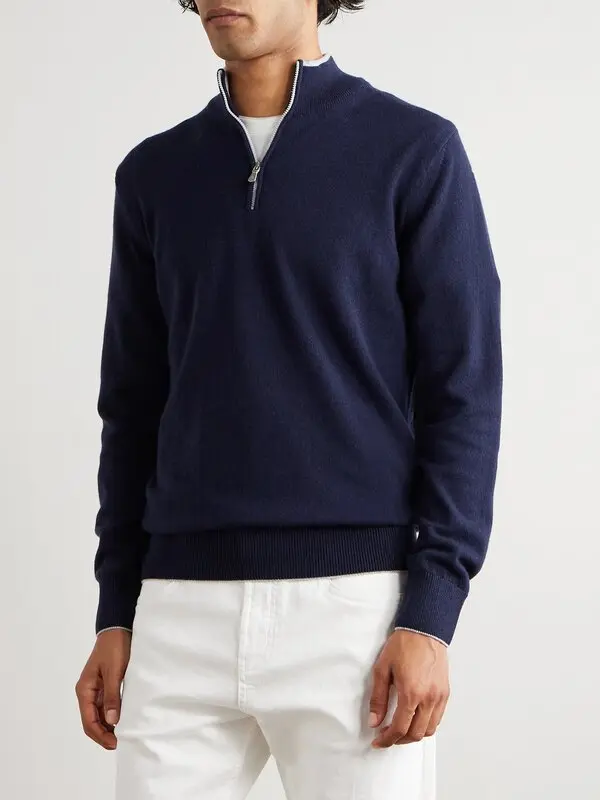 Eleventy Cashmere Half-zip Pullover - Blue