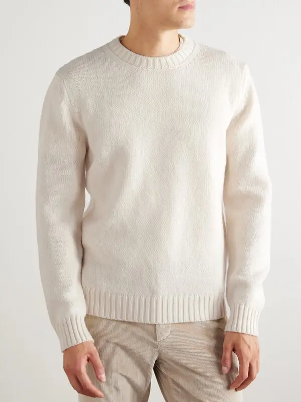Eleventy Slim-fit Wool Sweater - White