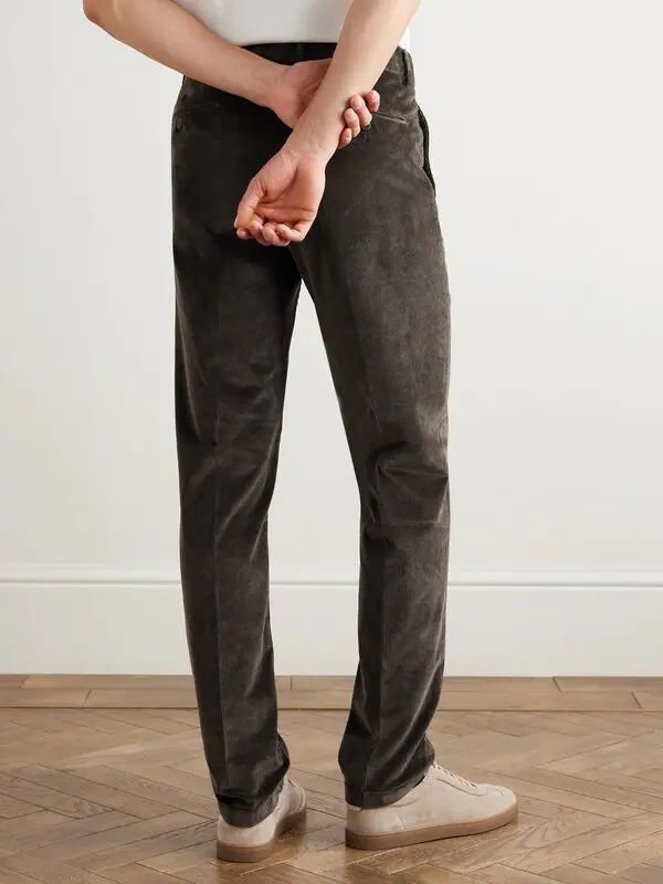Eleventy Straight-leg Stretch Cotton And Modal-blend Corduroy Trousers - Brown