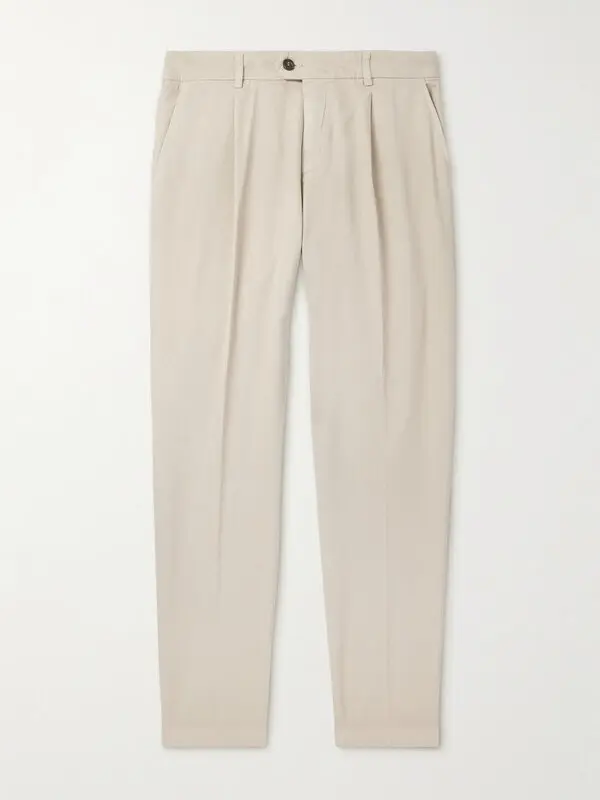Eleventy Straight-leg Pleated Trousers - Neutrals