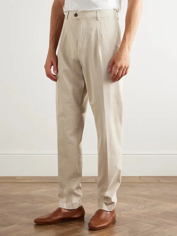 Eleventy Straight-leg Pleated Trousers - Neutrals