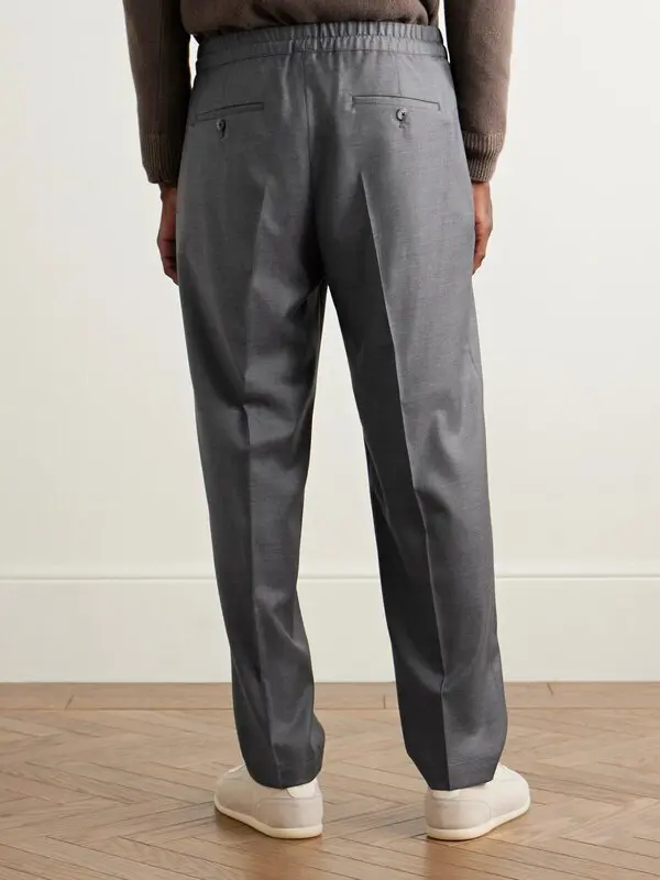 Caruso Slim-fit Pleated Wool Drawstring Trousers
